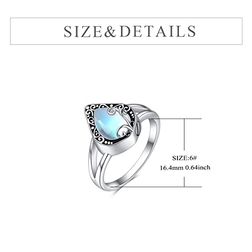 POPLYKE Urn Ring for Ashes Sterling Silver Moonstone Filigree Cremation jewelry Rings For Ashes Of Loved Ones Memorial Keepsake(6 Size)