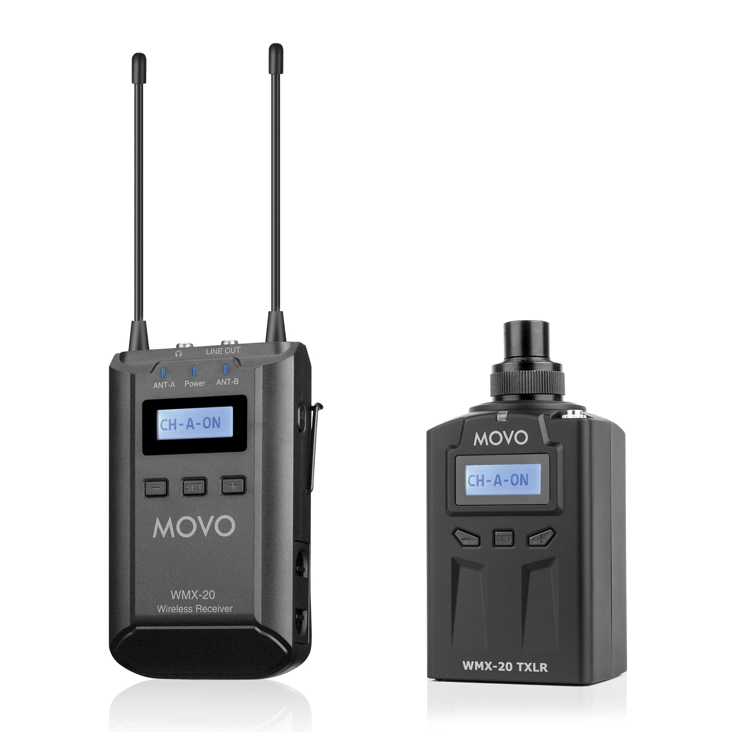 Movo 48-Channel UHF Wireless XLR Transmitter and Receiver - Plug-in XLR Transmitter for Shotgun Mic, Lav Mic, or Dynamic Microphone for Singing - Mic Adapter Turns XLR Wired Microphone Into Wireless