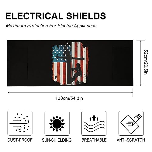 Lineman American Flag Electric Cable Lineman Washer and Dryer Covers Machine Top Cover Fridge Dust Cover for Home Kitchen