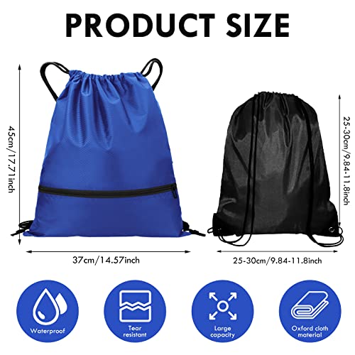 SerDa-Run Drawstring Backpack Drawstring Backpack Bag, Waterproof Large Draw Gym String Back Sack with Zip Pocket Sackpack Swim Bag for Men Women