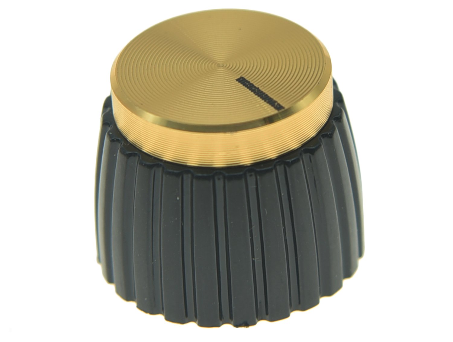 KAISH 10pcs Guitar AMP Amplifier Push on fit Knobs Black with Gold Aluminum Cap Top Fits 6mm diameter Pots Marshall Amplifiers