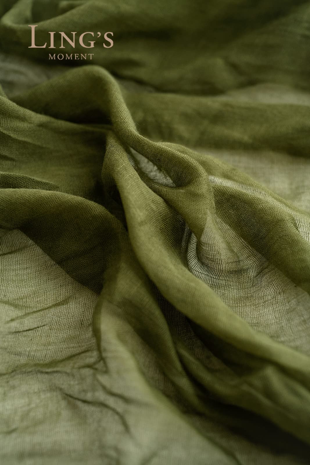 Ling's Moment 14Ft x 35" Wide Olive Moss Green Gauze Semi-Sheer Table Runner Cheesecloth Tablecloth for Wedding Party Bridal Shower Boho Table Decor Moss Green…