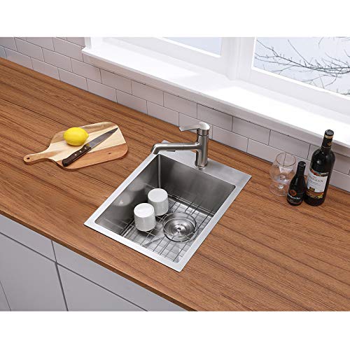 VALISY 15x20 Inch Bar Sink Drop In Kitchen Sink Topmount Stainless Steel Small Workstation Kitchen Bar Sink,Single Bowl Kitchen Sink for Laundry Wet Bar Prep RV Office Outdoor Yard