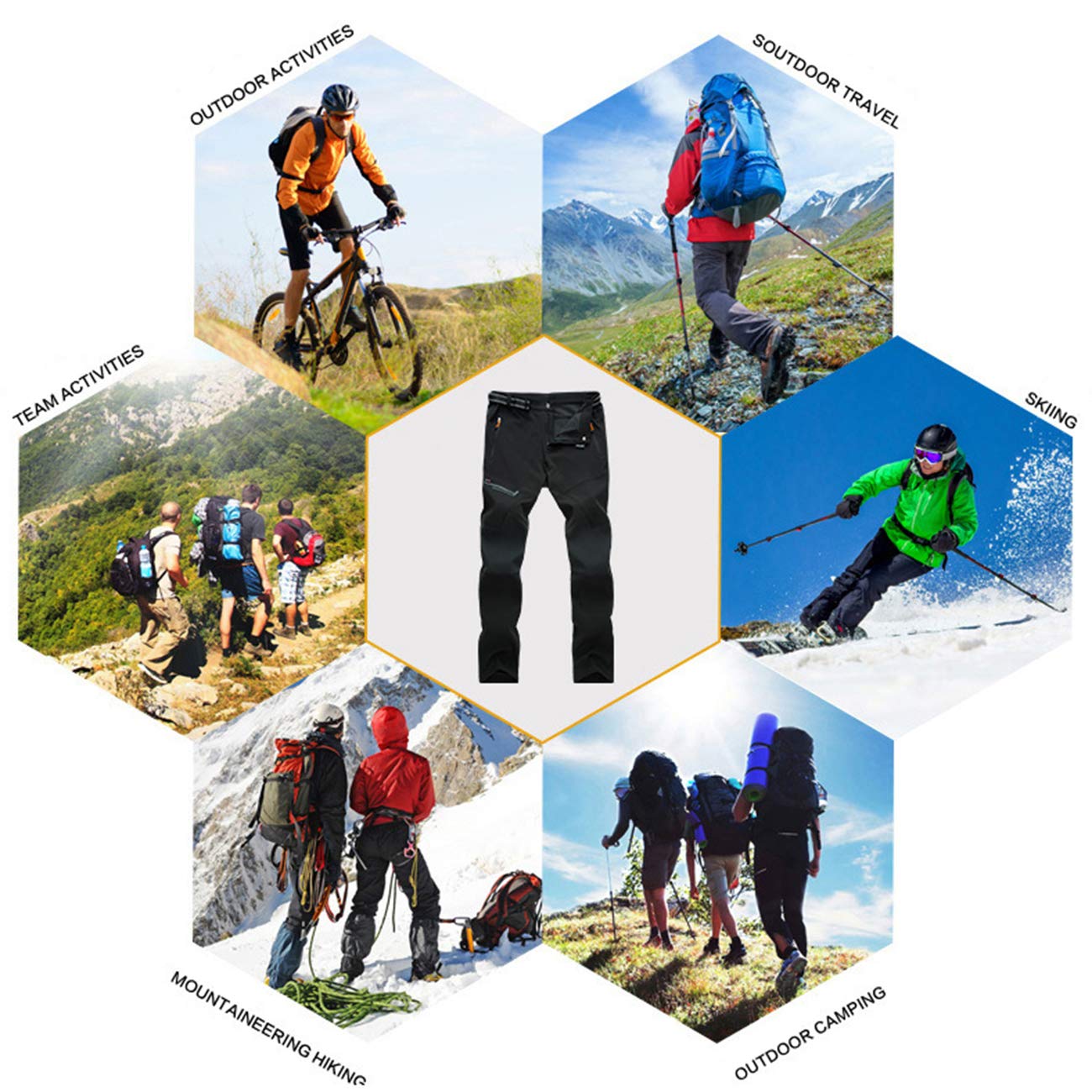 MAGNIVIT Men's Breathable Soft Bombshell Pants Spring Hiking Mountain Skin Pants Trousers Black