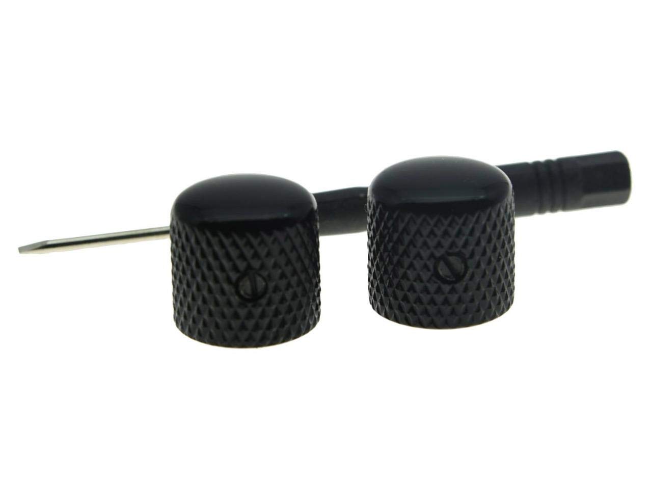 KAISH Set of 2 Black Metal Guitar Dome Knobs Bass Knob with Set Screw for Telecaster/Tele Guitar