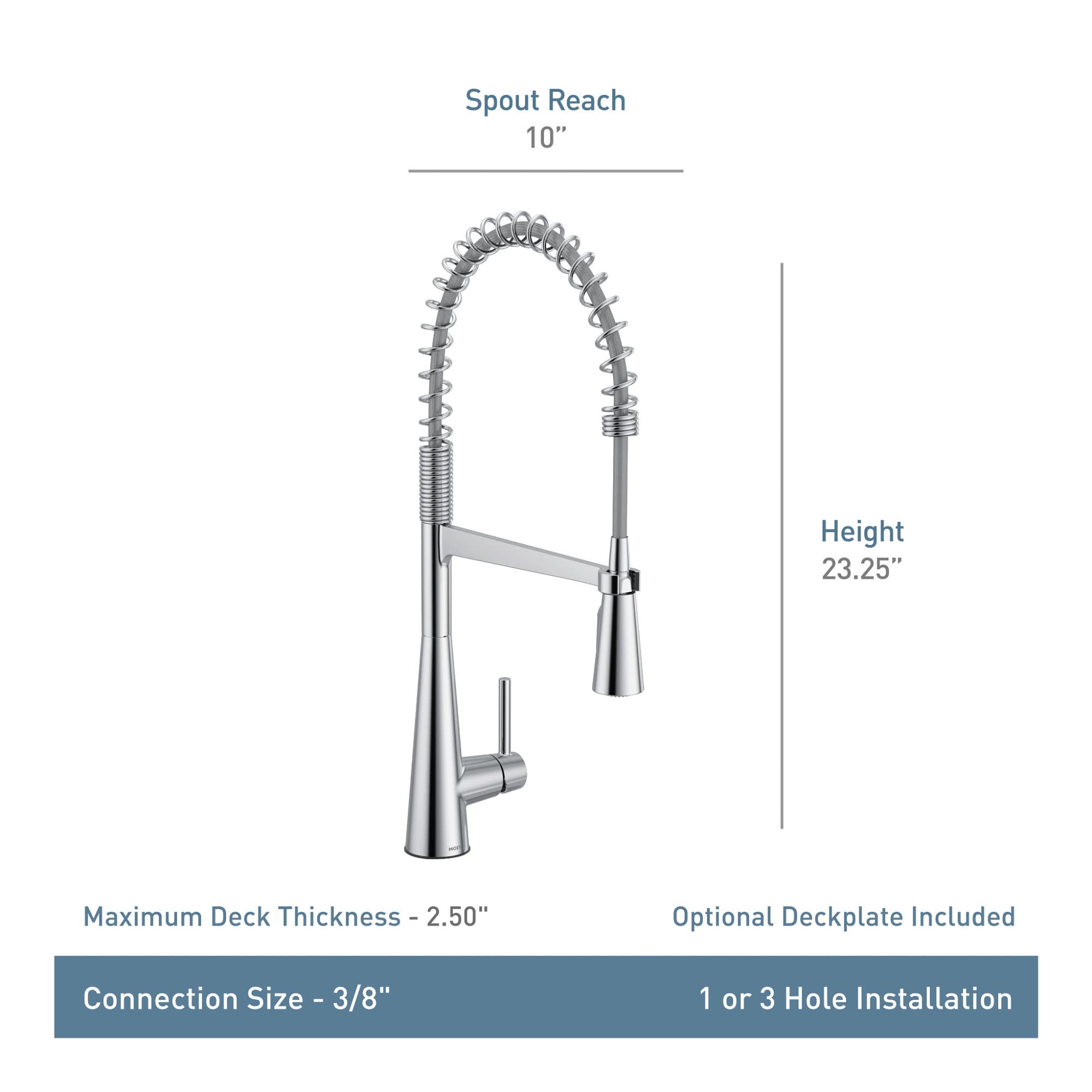 Moen 5925BLS Sleek One Handle Pre-Rinse Spring Pulldown Kitchen Faucet with Power Boost, Black Stainless