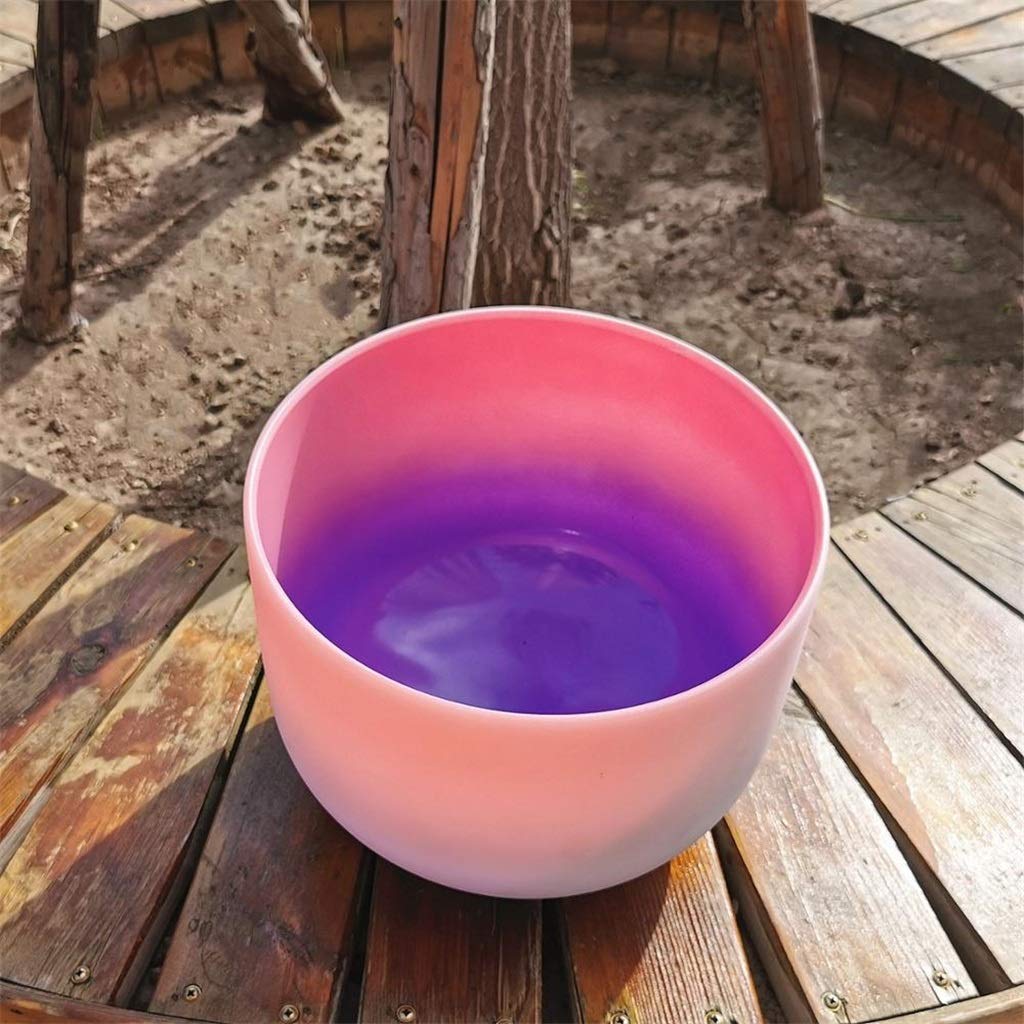 SJYDQ Rainbow Color Chakra Quartz Frosted Crystal Singing Bowl 8 inch for Sound Healing (Color : Gray)