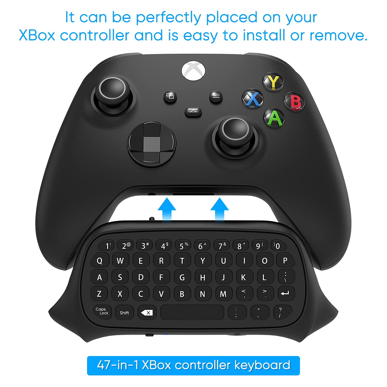 Mini Wireless Keyboard Chatpad Compatible with Xbox Series X/S Controller, 2.4G Receiver Gamepad Keypad Accessories Compatible with Xbox One, One S & Series X/S for Messaging & Game Live Chat - Black