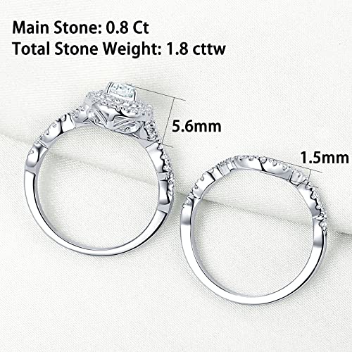 Newshe Wedding Rings for Women Engagement Ring Set 925 Sterling Silver 1.3ct Pear White Cz Size 5-10 (Pear Shape, 11)