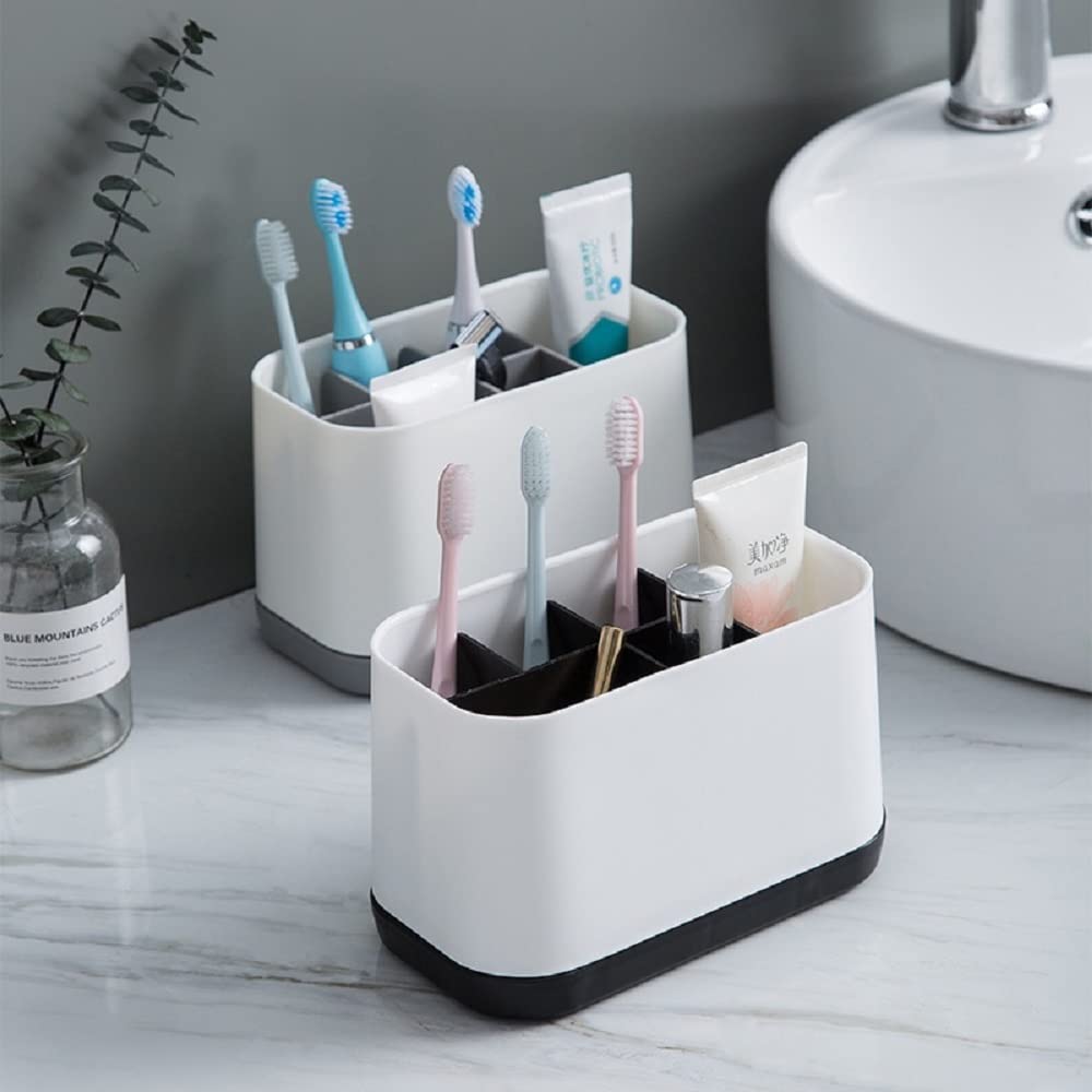 SZYB Compartment Large-Capacity Toothbrush Holder, Bottom Opening to Filter Moisture, Drying Detachable and Easy-to-Clean Storage Box, Dental Floss Organizer, Black