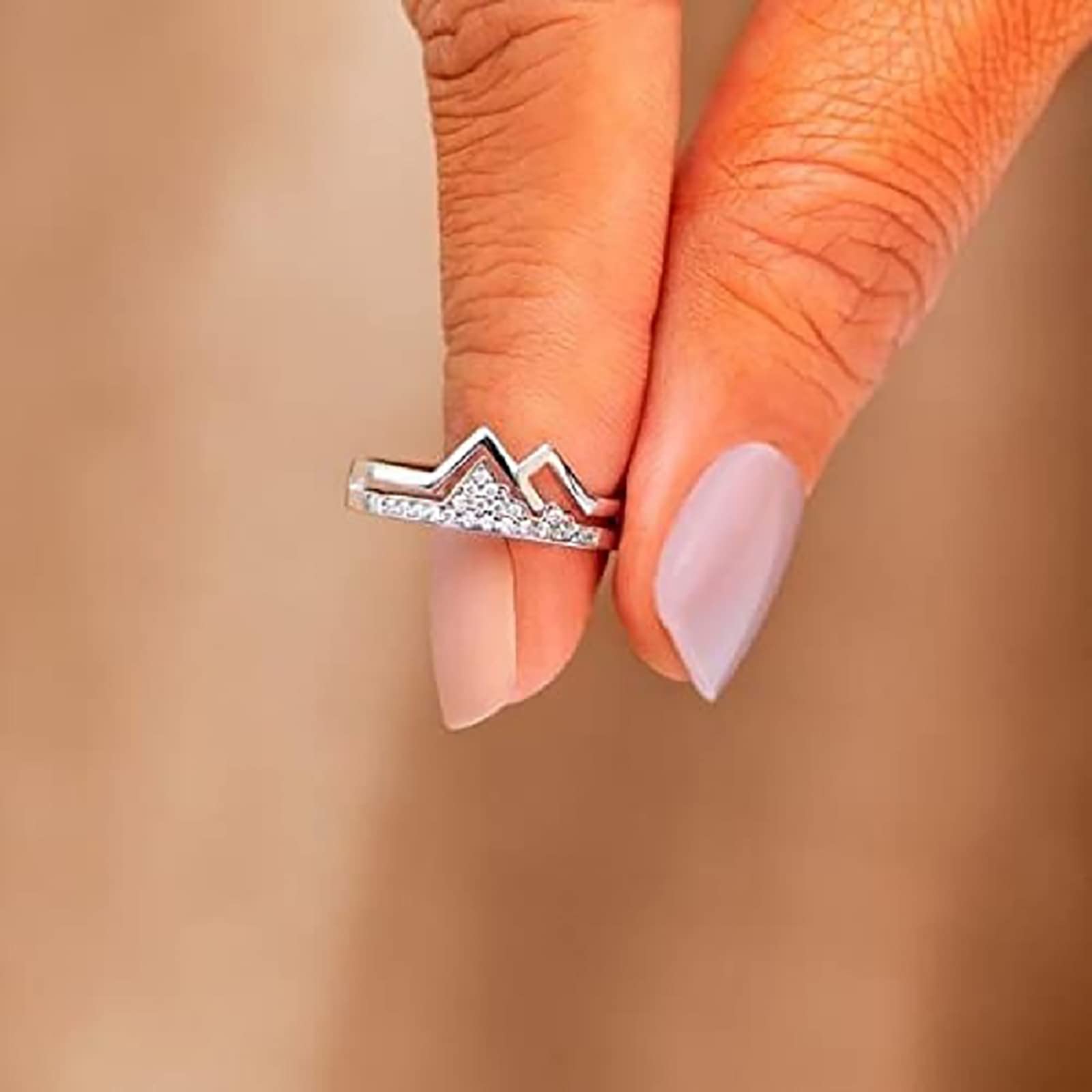 Mountain Ring, Daughter Faith Moves Mountains Pavé Mountain Ring, Sterling Silver Plain Mountain Design Ring, 925 Silver Mountain Band Ring, Gift For Women And Grils (7)