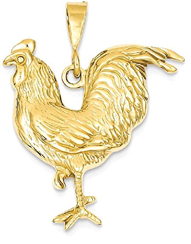 IceCarats 14K Yellow Gold Rooster Necklace Bird Pendant Charm Only