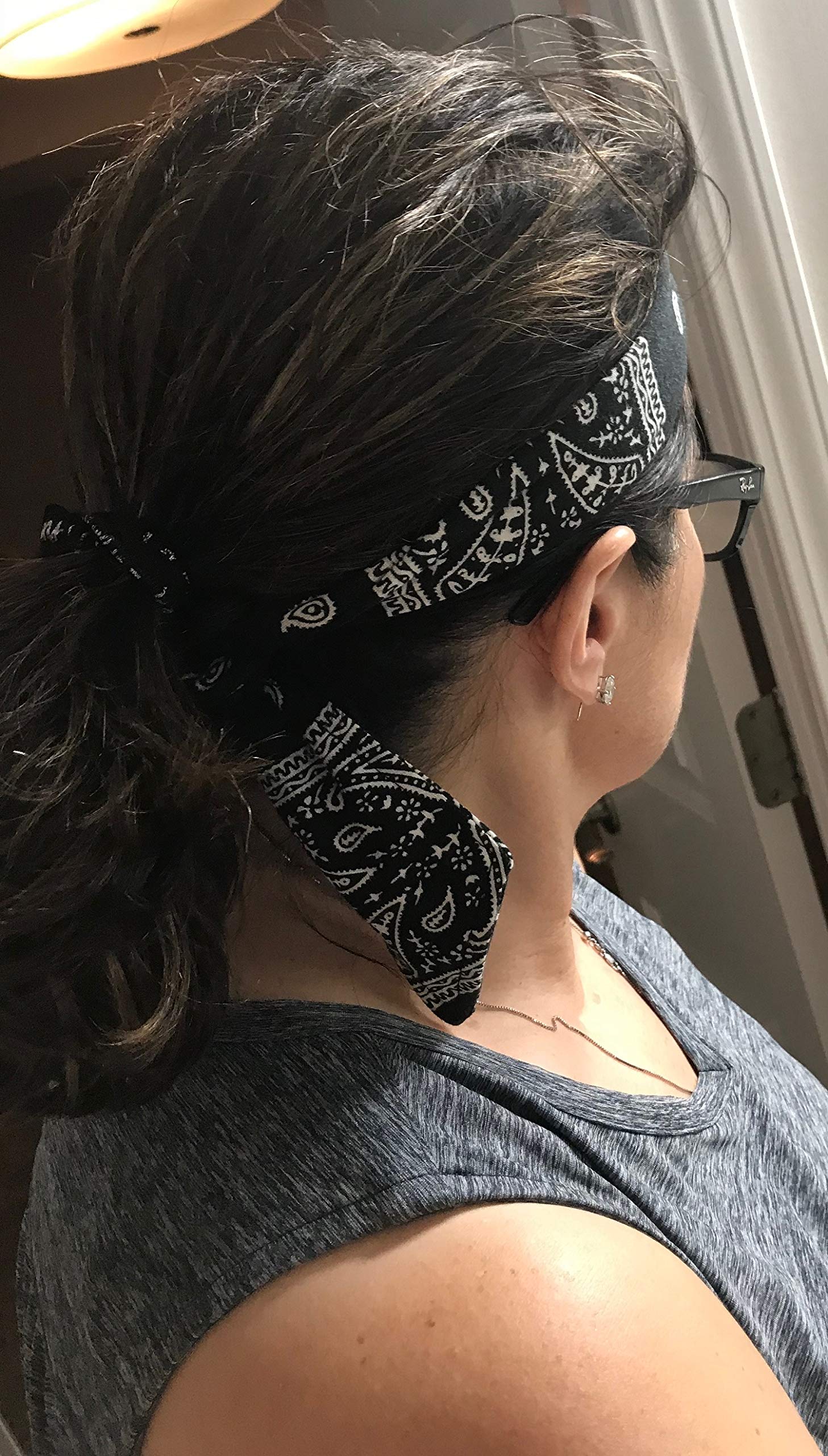 Kenz Laurenz 12 Tie Back Headbands Moisture Wicking Athletic Sports Head Band You Pick Colors (White)