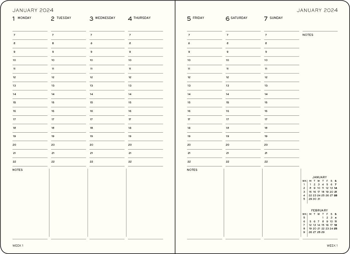 LEUCHTTURM1917 - Week Planner 2024 with extra booklet, Pocket (A6) Hardcover, Black (Jan 1 - Dec 31, 2024)