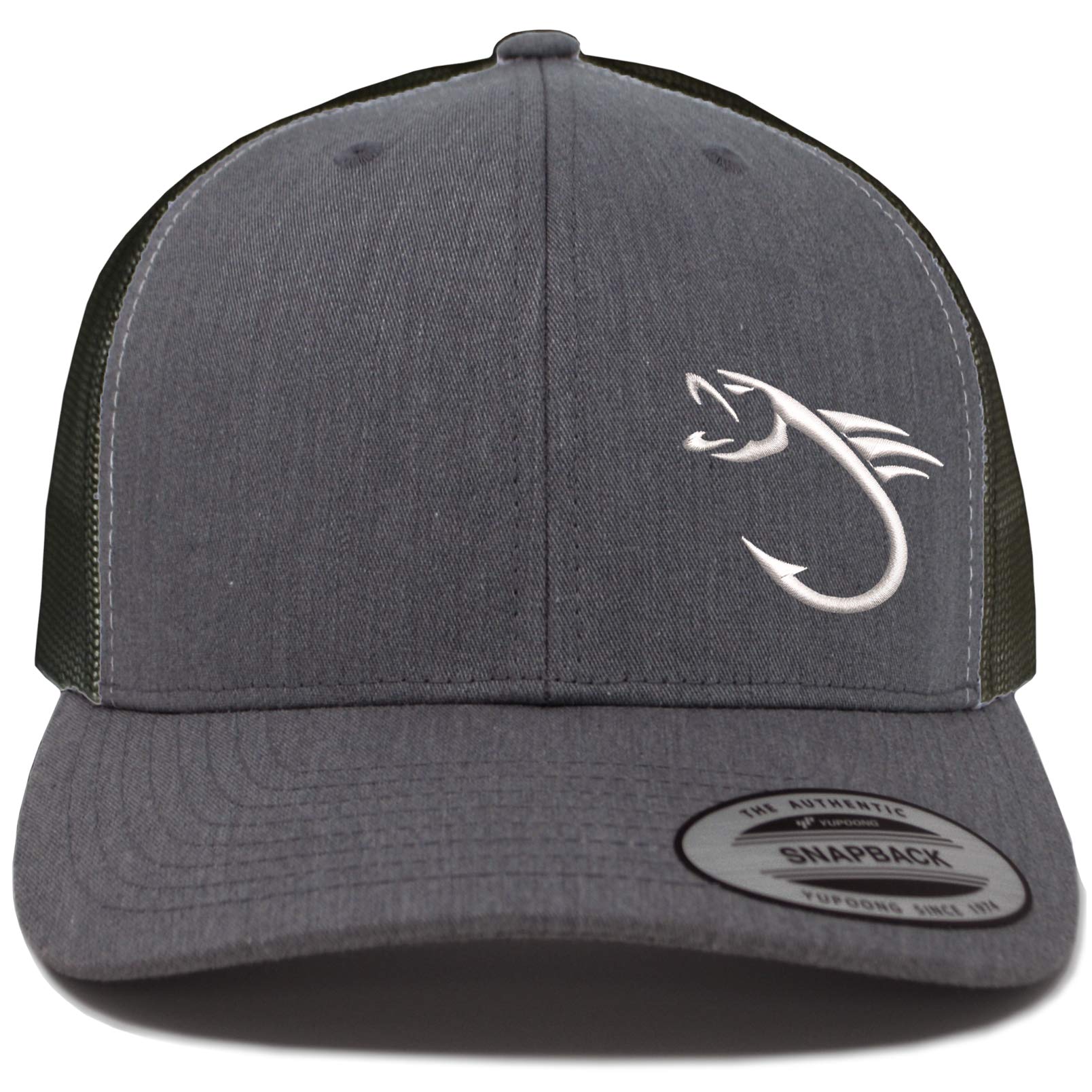 Love Sketches Embroidered Outdoor Fishing Hook Trucker Snapback Cap Mesh Back Men and Women (Charcoal/Black-bhwt)