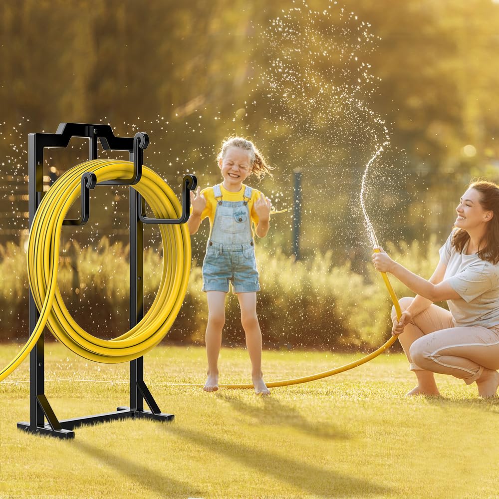 Skycarper Garden Hose Reel Holder Water Hose Hanger Organizer Stand,Black