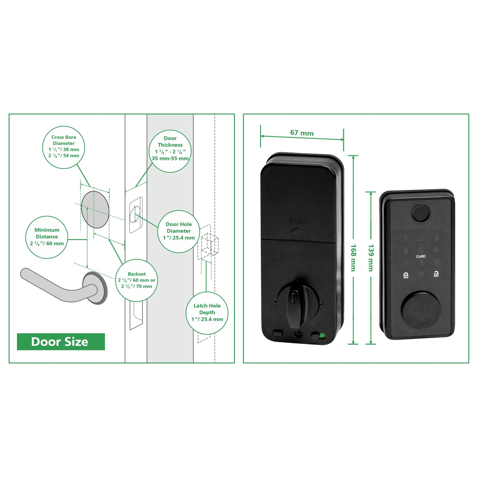 Jenified Smart Lock 6-in-1 Fingerprint Bluetooth Keypad with Key Touchscreen Keypad with Bluetooth APP Control