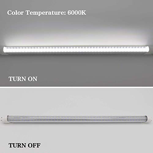 KALINA 2FT LED Tube Lights, 15W(30W Fluorescent Bulb Replacement) V Shaped, 6000K Cool White, Ballast Bypass, Clear Cover, 4-Pack
