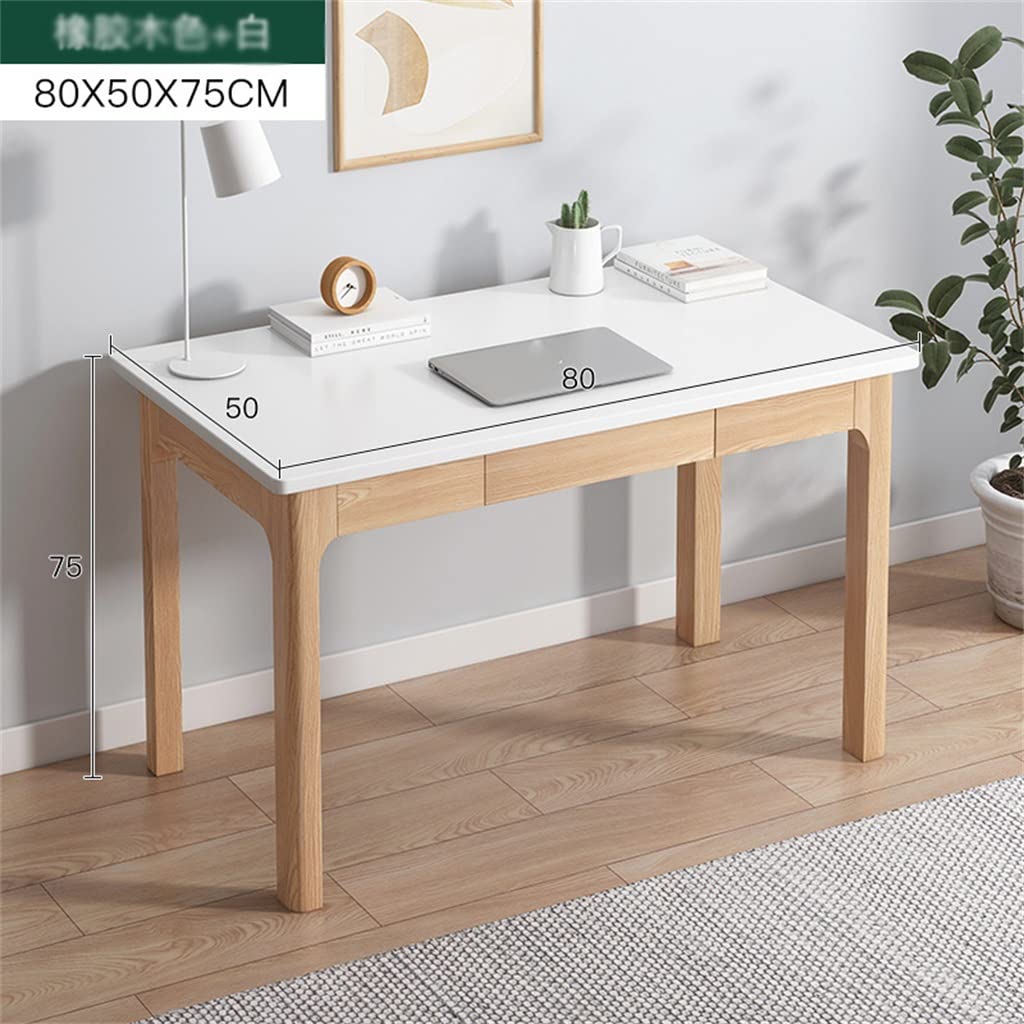 KXDTZ Solid Wood Desk Home Desktop Computer Desk Small Apartment Writing Desk Bedroom Study Table Without Chair (Color : D, Size : 80cm)