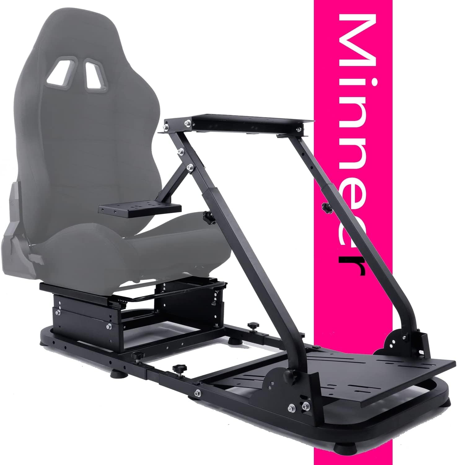 Minneer Robust Racing Simulator Cockpit/Fit for Thrustmaster,FANTEC,logitech G25,G29,G92,G923 /Height Adjustable Gaming Steering Wheel Stand/Wheel&Pedals Not Included