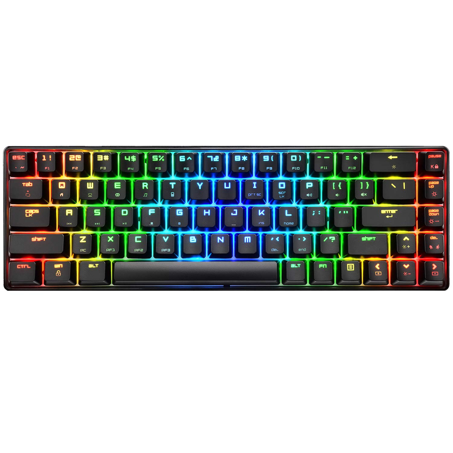 LexonElec Wired 60% Mechanical Gaming Keyboard with Chroma RGB Backlit Type C Ultra-Compact 68 Keys Full Anti-ghosting Mini Keyboard Compatible with PS4,Xbox,PC,Laptop,MAC(Blue/Blue Switch)