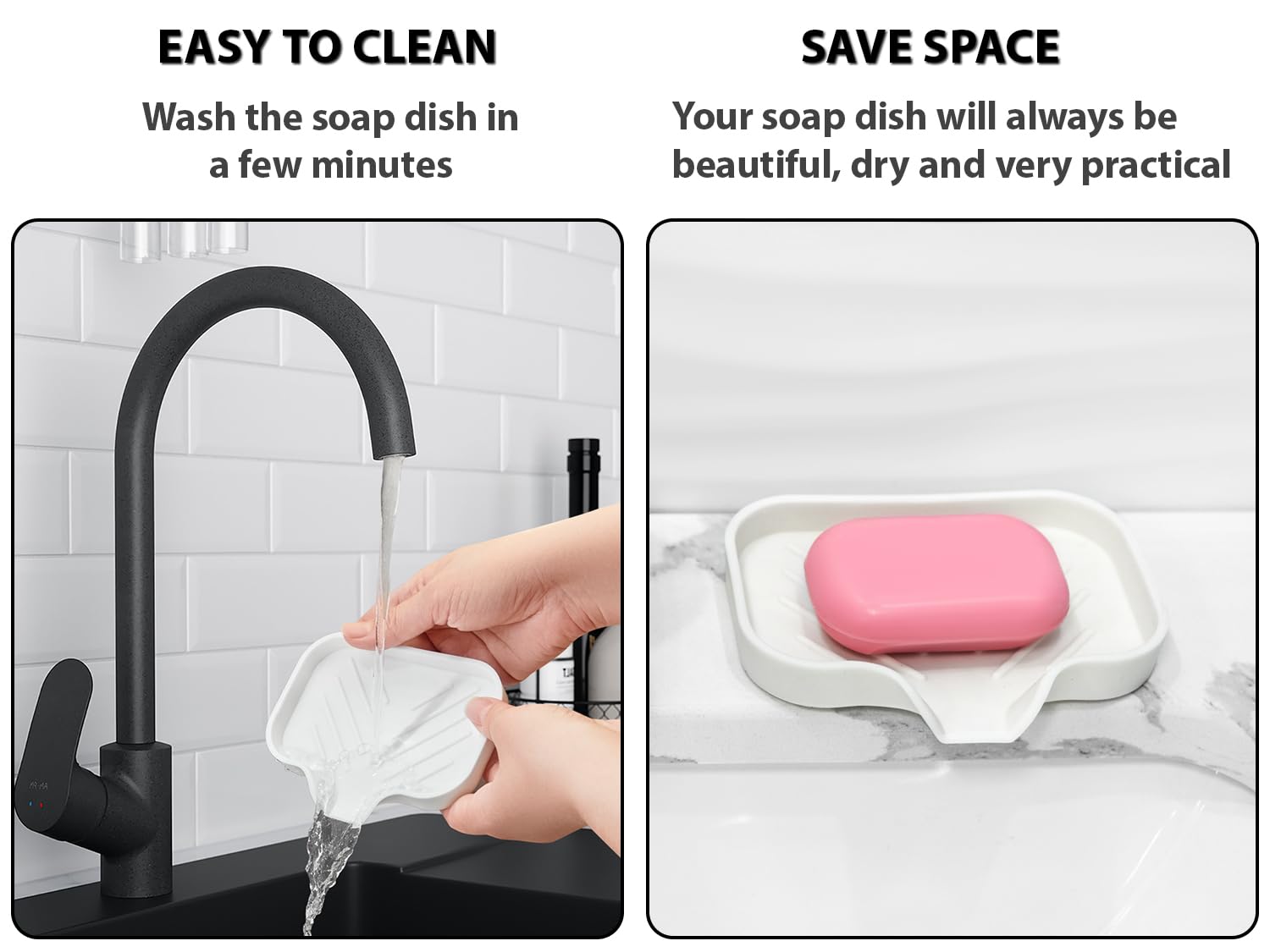 Silicone Soap Dish & Kitchen soap Tray - Self draining soap Dish, Soap Dish Shower | Silicone soap Holder | Soap Holder for Kitchen Sink | Small soap Dish - Durable Rubber Soap Dish with Drainage