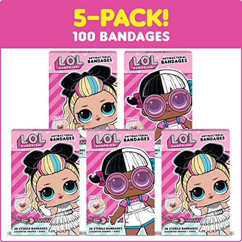 L.O.L. Surprise! Bandages, 100 ct | Adhesive Bandages for Minor Cuts, Scrapes, Burns. Great Stocking Stuffer or White Elephant
