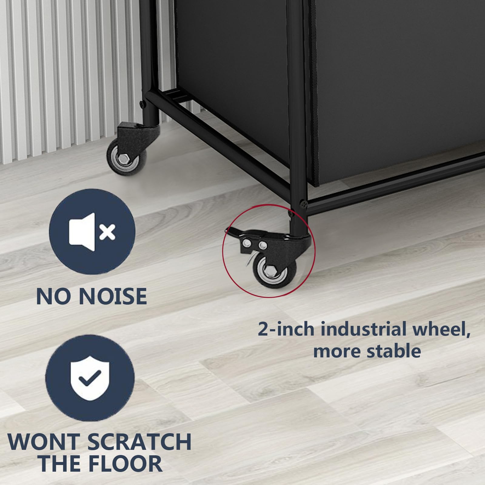 LINZINAR 4 Bag Laundry Basket Sorter Laundry Hamper Cart with Heavy Duty Rolling Lockable Wheels and Removable Bags,Black