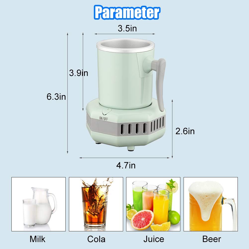 Normia Rita 36℉~60℉ Electric Beverage Cup Cooler for Home/Office, Desktop Mini Fridge Quick Cooling Cup Drink Chiller for Beer Juice Milk Coffee (White-)