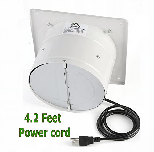 Nalle 8 inch Exhaust Fan 80W 500CFM Through-wall installation Ventilation Fans 110V Exhaust Smoke Fan with Power Cord for Kitchen,Bathroom,laundry room,Garage (white)
