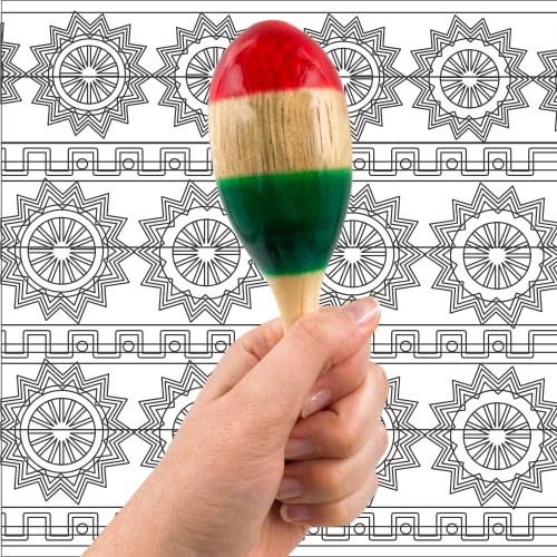 Needzo Maracas Musical Instrument, Large Wooden Tri-Colored with Palm Tree Silhouette, Latin Percussion, for Adults, Set of 2, 12 Inches