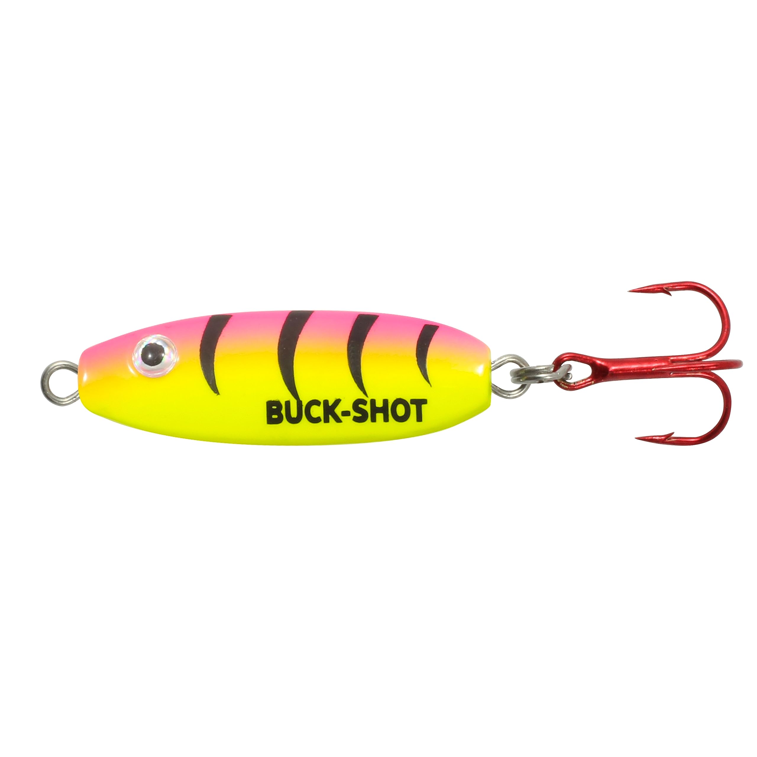 Northland Fishing Tackle Buck-Shot Ice Fishing Rattle Spoon, Bubblegum Tiger, 1/8 Oz, 1/Cd