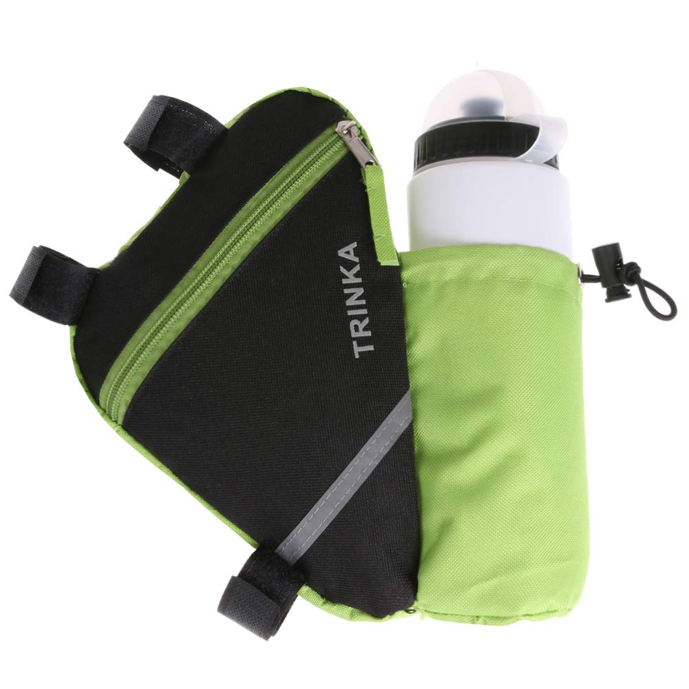 MOOCY Bike Frame Bag，Bike Storage Bag with Water Bottle Pouch Bicycle Frame Pouch Bag for MTB Road Bike Cycling Bike Accessories(Green)