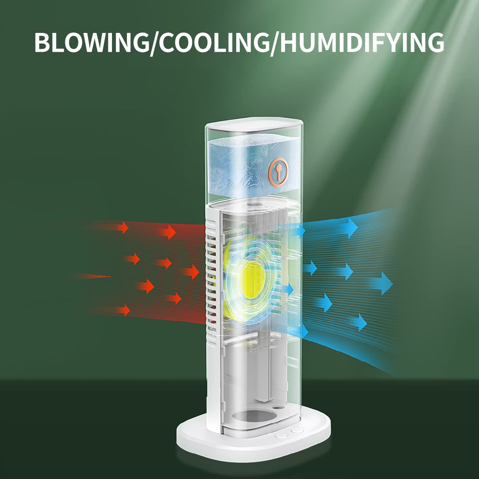 Portable Mini Air Conditioner Cooler Fan - USB Charging Humidifying Spray Cooling Desktop with 3 Wind Speeds - Quiet Desk for Bedroom Home Office Kitchen (White), 139.7x109.69x274.5mm