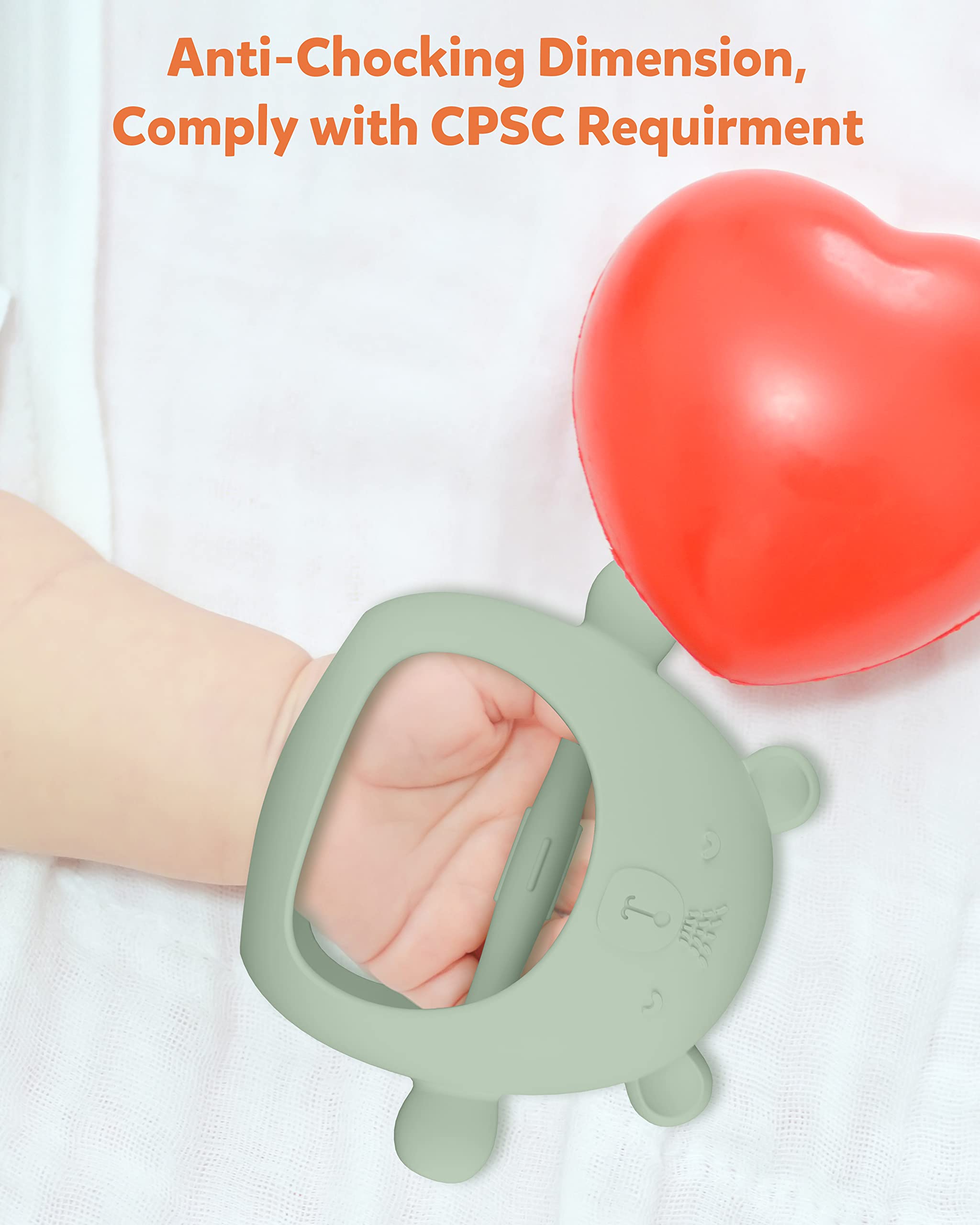 Teething Toys for Babies 0-6 Months, Never Drop Silicone Baby Teether, Hand Pacifier for Sucking Babies, Soothing Pain Relief, Best Chew Toy for Teething Baby,Teething Mitten for New Born-Morandi Cyan