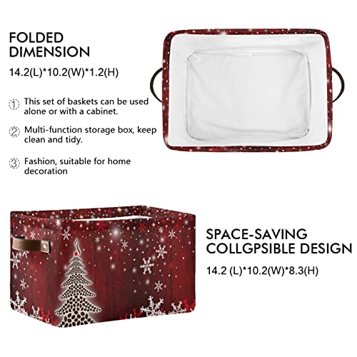 WIHVE Storage Basket Christmas Tree Snowflake Decorative Basket Rectangular Storage Bin Organizer Basket with Handles