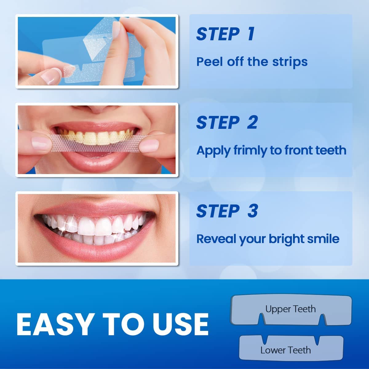Vueix Teeth Whitening Strips 5D: 14 Sets 28pcs White Strips for Removing Smoking Coffee Stain, Effective Home Use Tooth Whitening Kit
