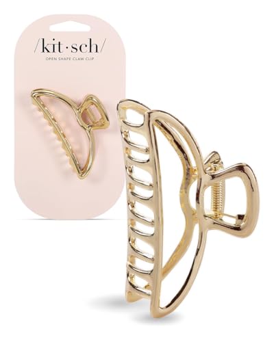 Kitsch Gold Metal Claw Clips - Large Claw Clips for Thick Hair, Gold Hair Clips for Girls, Metal Hair Clips for Women, Gold Claw Clips for Thin Hair, Metal Hair Claw Clips for Women & Cute Hair Clips