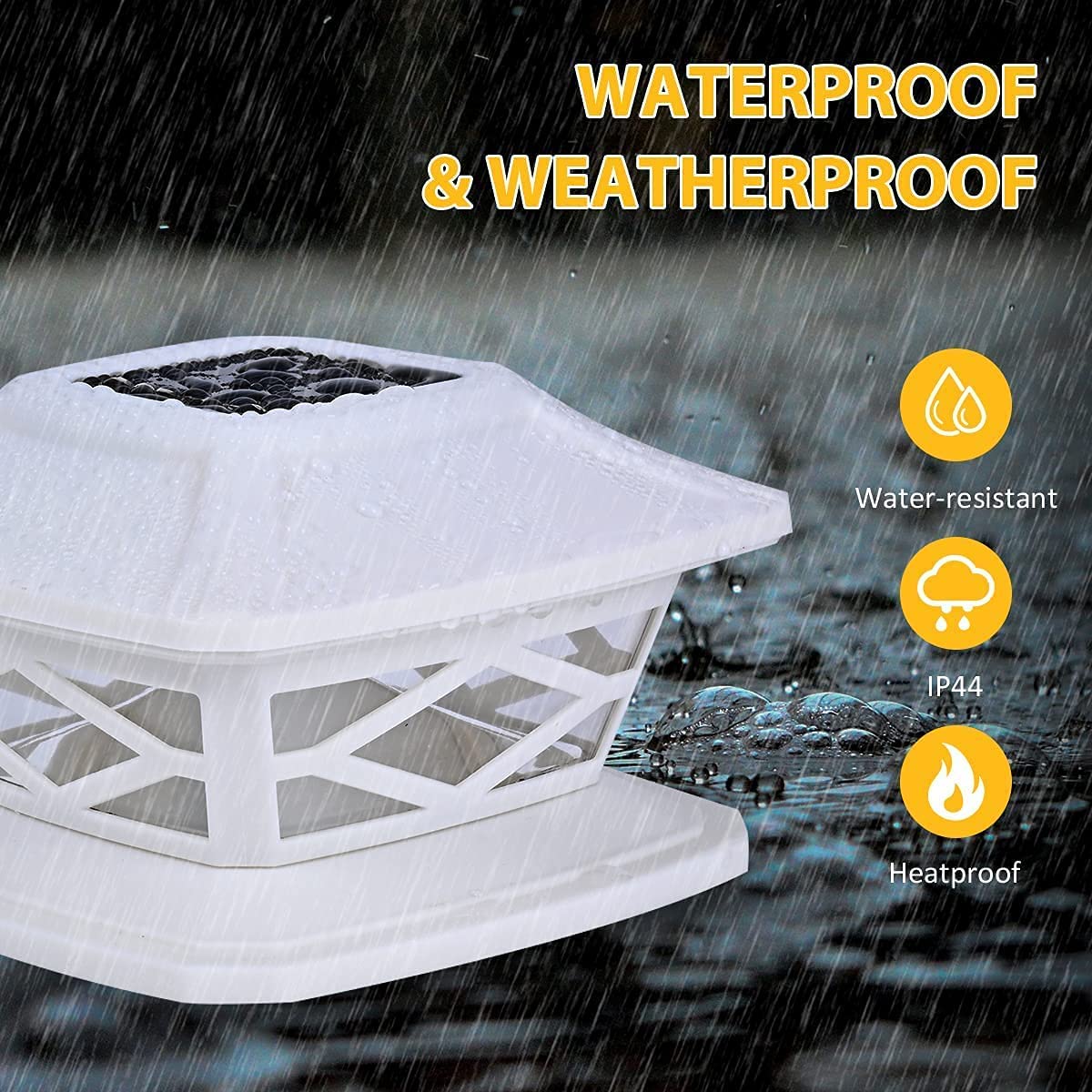 TWINSLUXES Solar Post Lights Outdoor 2 Modes Waterproof LED Solar Fence Cap Light for3.5x3.5 4x4 5x5 and 6x6 Post in Patio,Deck Walkway and Garden Decoration.(White 2 Pack)………