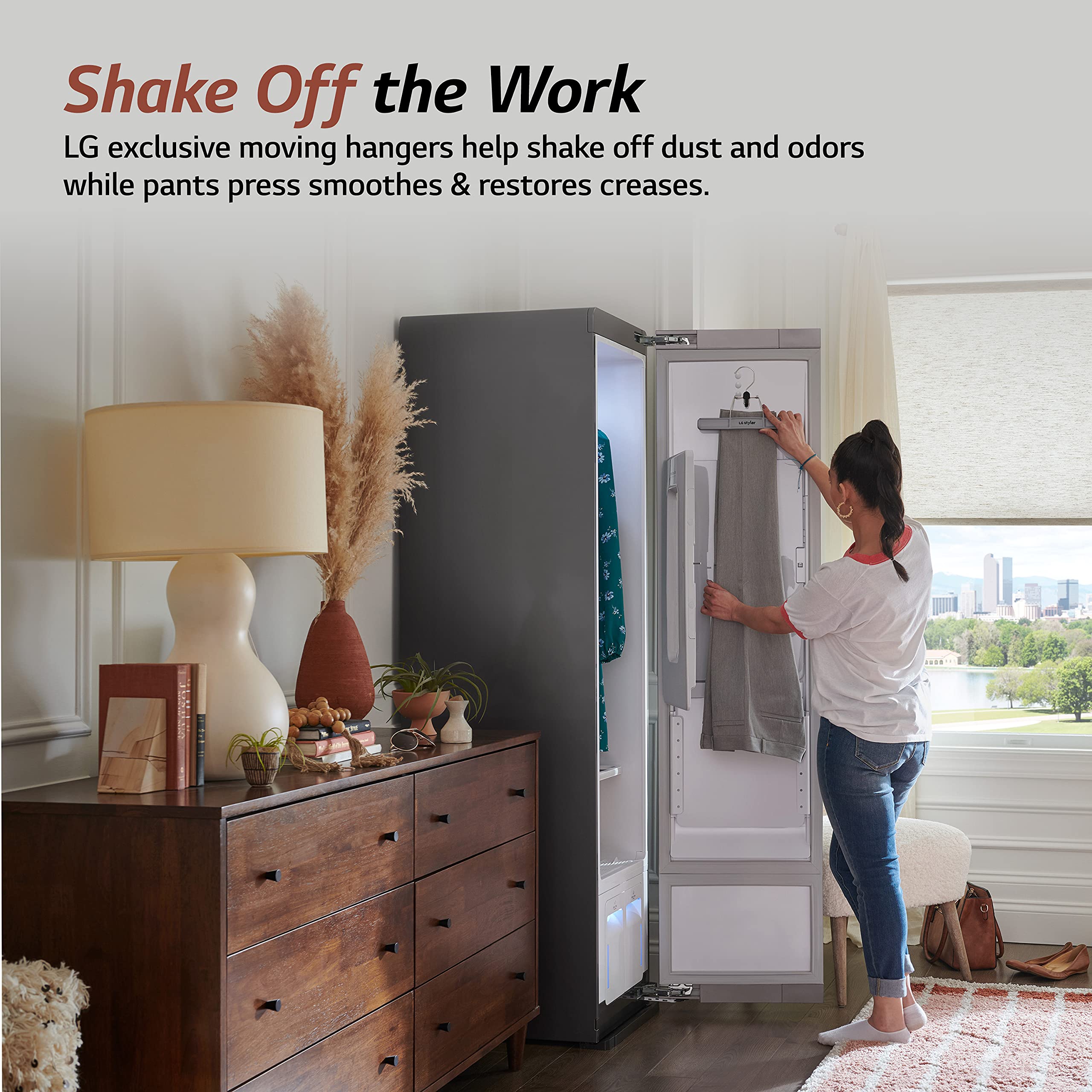 LG Styler Steam Closet | Clothes Steamer for Garments and Household Item Care | Sanitize, Deodorize, Freshen & Dry with Steam Technology & Moving Hangers| Easy Install | Wi-Fi enabled| Mirror (S3MFBN)