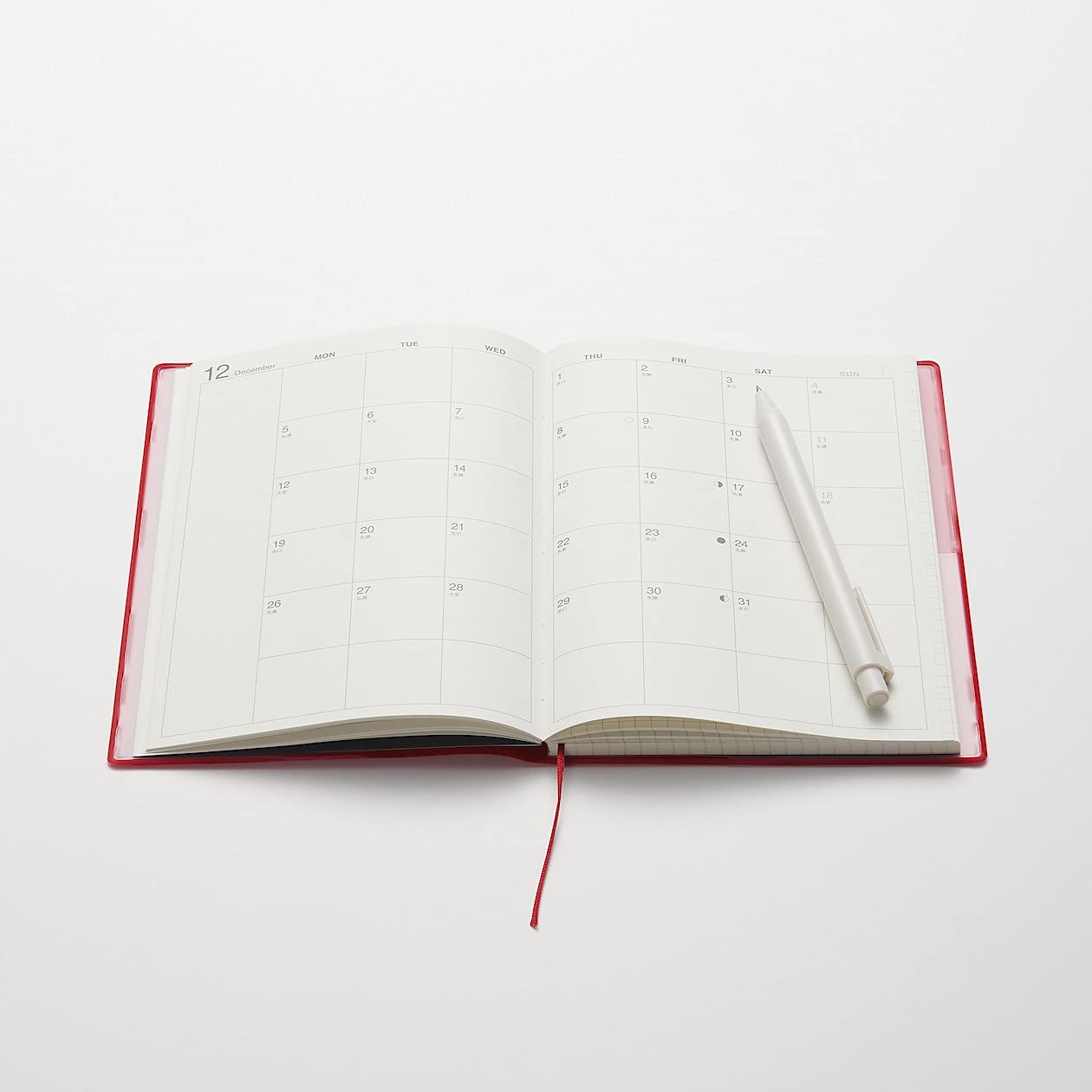 MUJI Monthly/Weekly Schedule Book 2022 B6 Size Red Beginning December 2021 Polyvinyl Chloride Cover Planner Scheduler