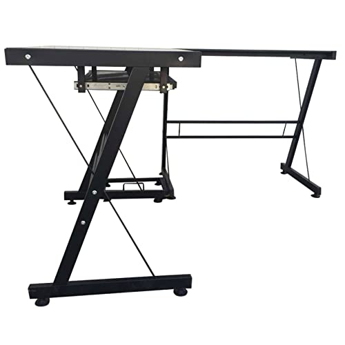 L-Shaped Computer Desk with Keyboard Tray, Large Modern Durable Workstation, Stalinite Splicing Office Desk Adjustable Height for Spaces Saving