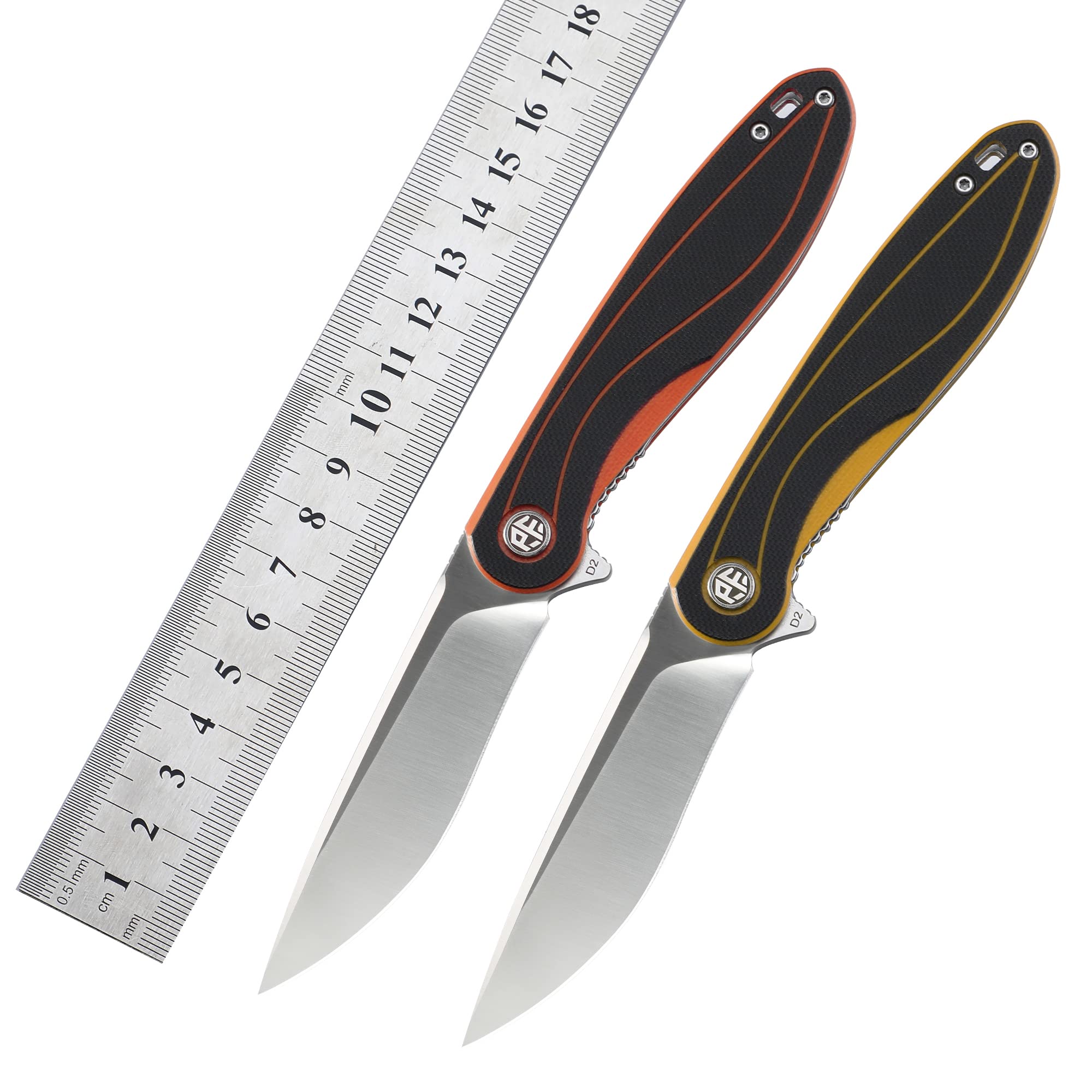 Petrified fish PF858 G10 handle D2 steel folding knife outdoor camping hunting Multifunction EDC tool Survival knives (Yellow)
