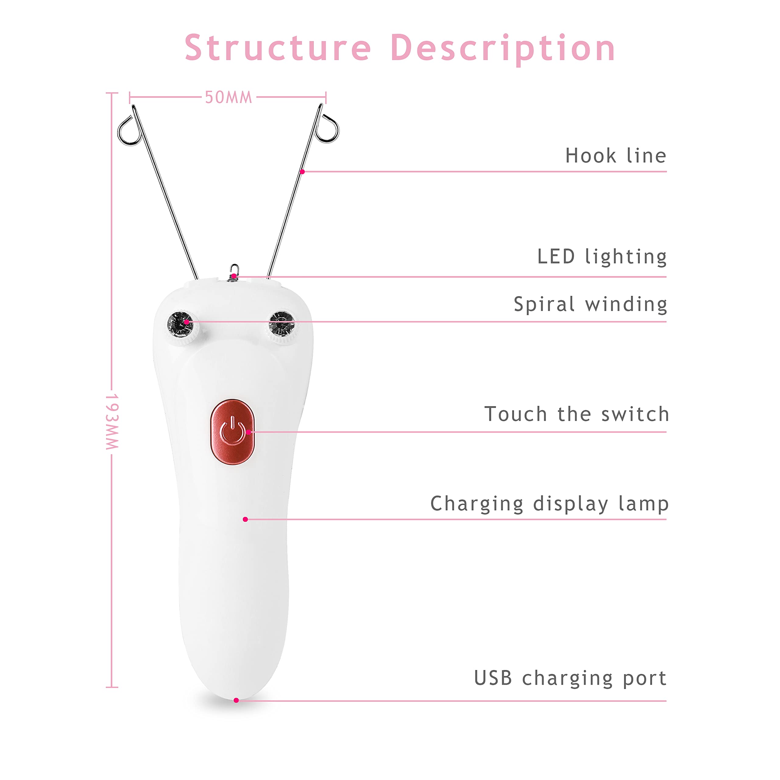 Threading Hair Removal ,Face Epilator USB Charging Threading Tool for Face Electric Threading Eyebrow Threading Machine for Women
