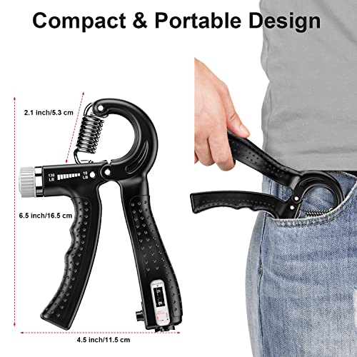 KDG Hand Grip Strengthener 2 Pack(Black) Adjustable Resistance 10-130 lbs Forearm Exerciser,Grip Strength Trainer for Muscle Building and Injury Recovery for Athletes