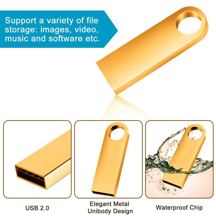 USB Thumb Drive 64GB 5 Pack USB 2.0 Flash Drive Jump Drive 64GB, (Gold 64GB 5 Pack)