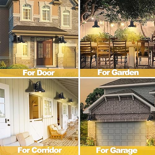 Untrammelife Motion Sensor Outdoor Wall Lights, Modern Black Dusk to Dawn Outdoor Barn Light Wall Sconce, Waterproof Outdoor Light Fixtures Wall Mount for Doorway, Patio, Garage