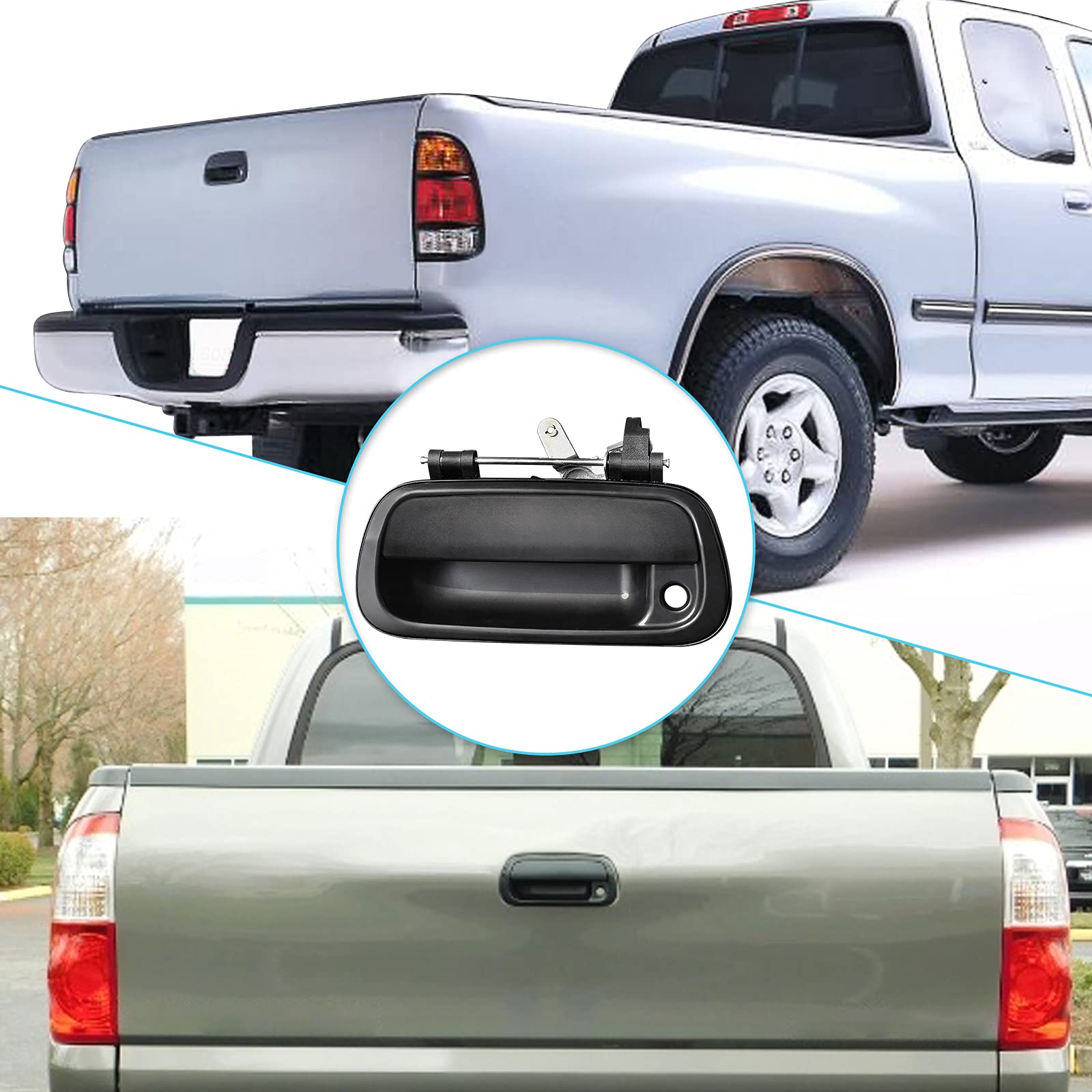 MuHize Camper Tailgate Handle - Black Durable Automotive Tailgate Handle, Compatible with 2000-2006 Toyota Tundra, OEM# 690900C010