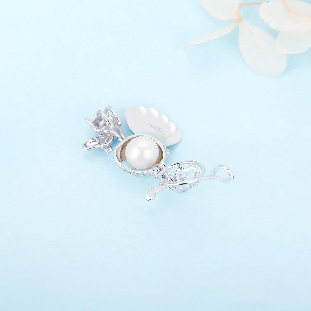 LGSY 925 Sterling Silver Turkey Cage Pendants for Pearl, Pearl Cages for Pearl DIY Jewelry Making