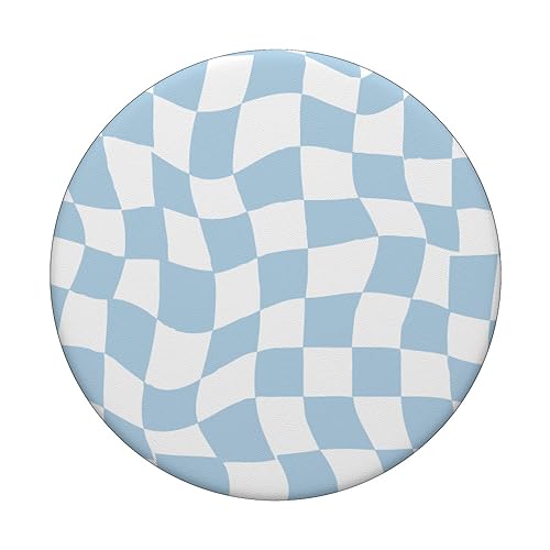 Wavy Checkered Light Blue Checkerboard Pattern PopSockets Standard PopGrip